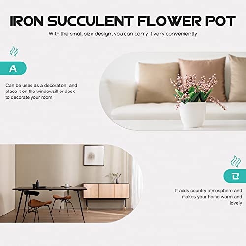 Happyyami 1pc Ring Flower Pot Metal Flower Planter Outdoor Planter Decorative Cute Flower Pot Table Plant Pot Succulent Pot Retro Planter vase Front Door White Small Cactus Iron Office