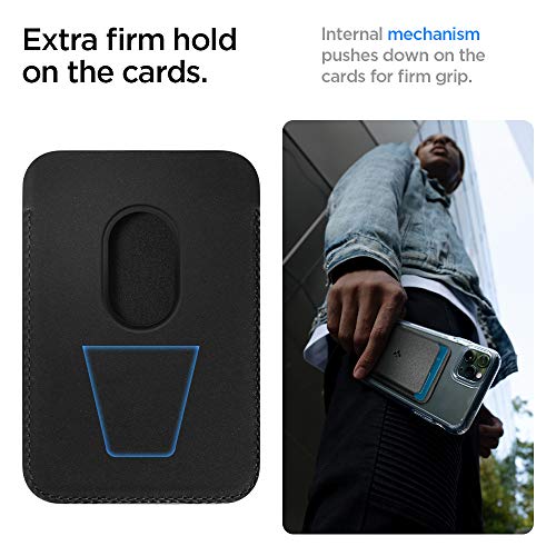Spigen Valentinus (MagFit) Magnetic Wallet Card Holder 2-Cards Designed for MagSafe Compatible with iPhone 15, iPhone 14, iPhone 13, iPhone 12 Models - Black