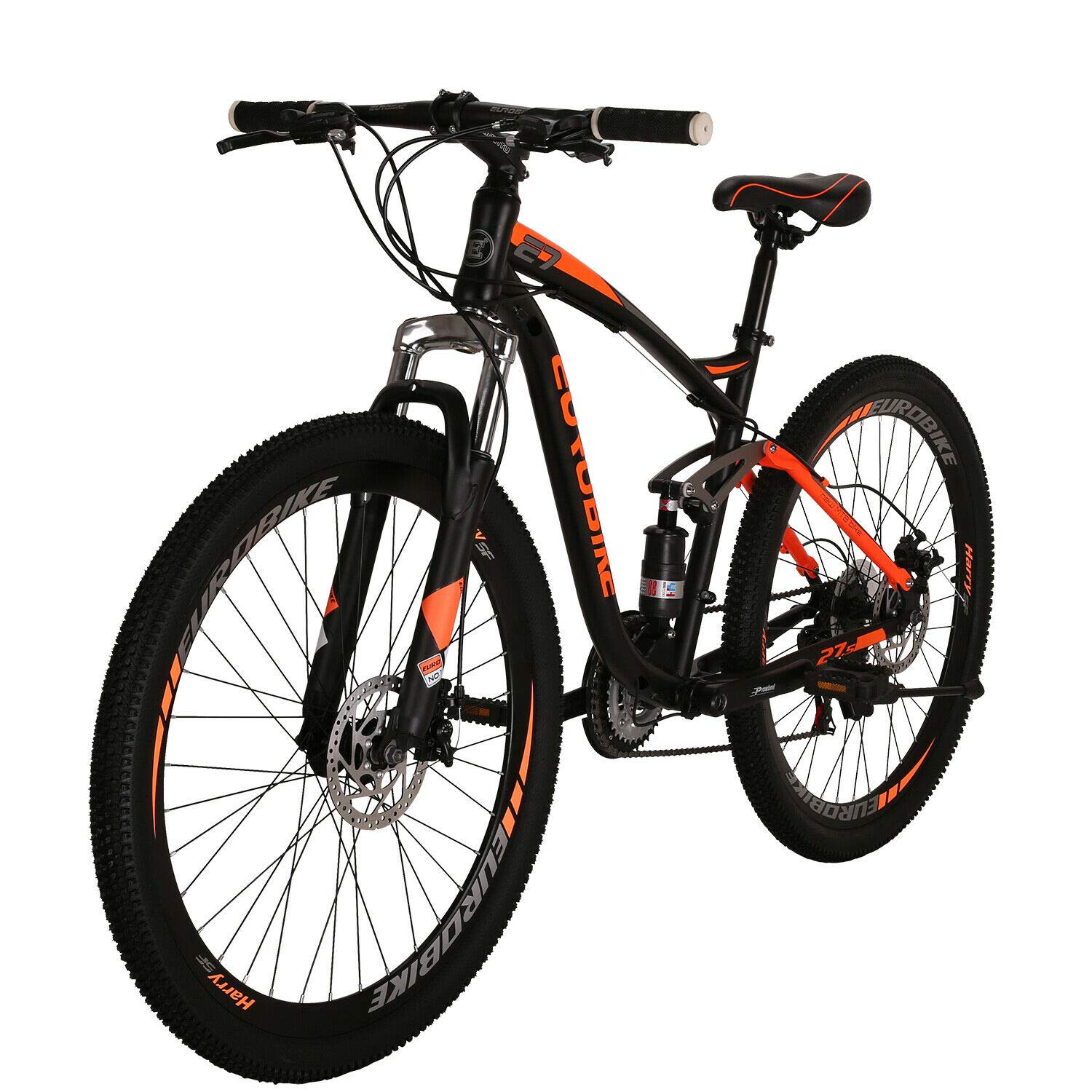 EUROBIKE Mountain Bikes Men 27.5 Adult 18 inch Frame (Orange)