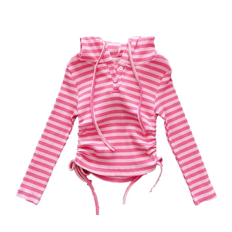 Peacolate 5-10Years Little Big Girls 2pcs Clothing Set Pink Stripe T Shirt and Blue Butterfly Embroidered Bootcut Jeans(Pink,6-7Years)