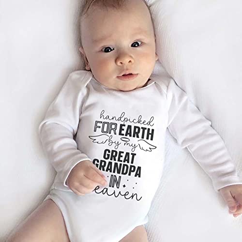 Handpicked for Earth by My Great Grandpa in Heaven Funny Baby Pregnancy Announcement Bodysuits White
