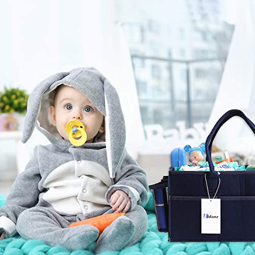 EIDANZ Newborn Baby Diaper Caddy Organiser Portable Felt Baby Wipes Nappy Caddy Toys Storage Bag Nursery Storage Bin Nappy Changing Organizer for Mom, Kids, Blue