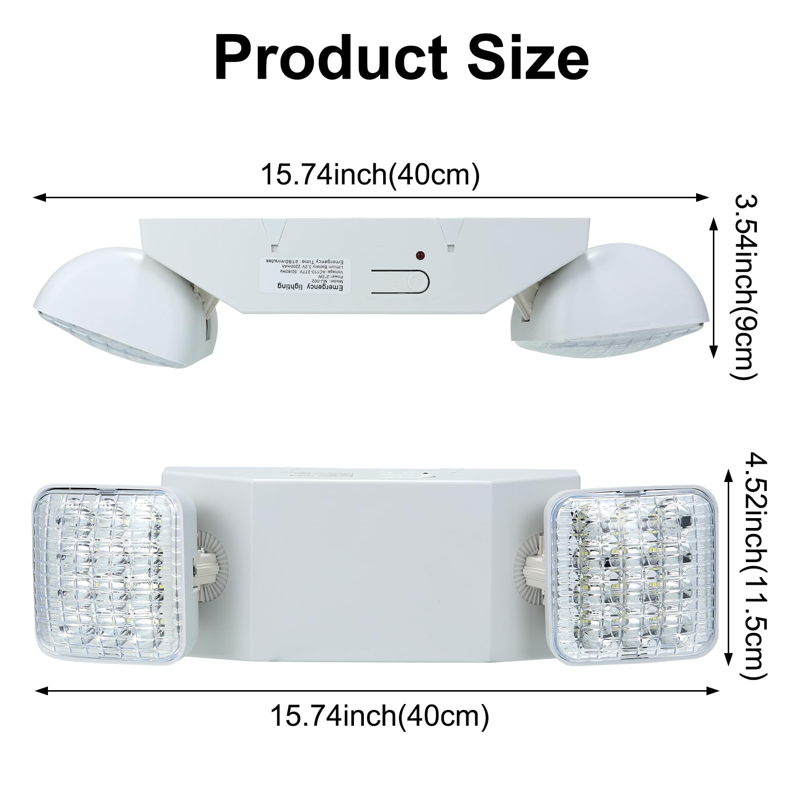 Led Emergency Lights with Battery Backup 12 Pack, Commercial LED Emergency Light for Home Power Failure & Business, Adjustable Dual Head Emergency Light, Indoor Emergency Lighting AC110V-277V