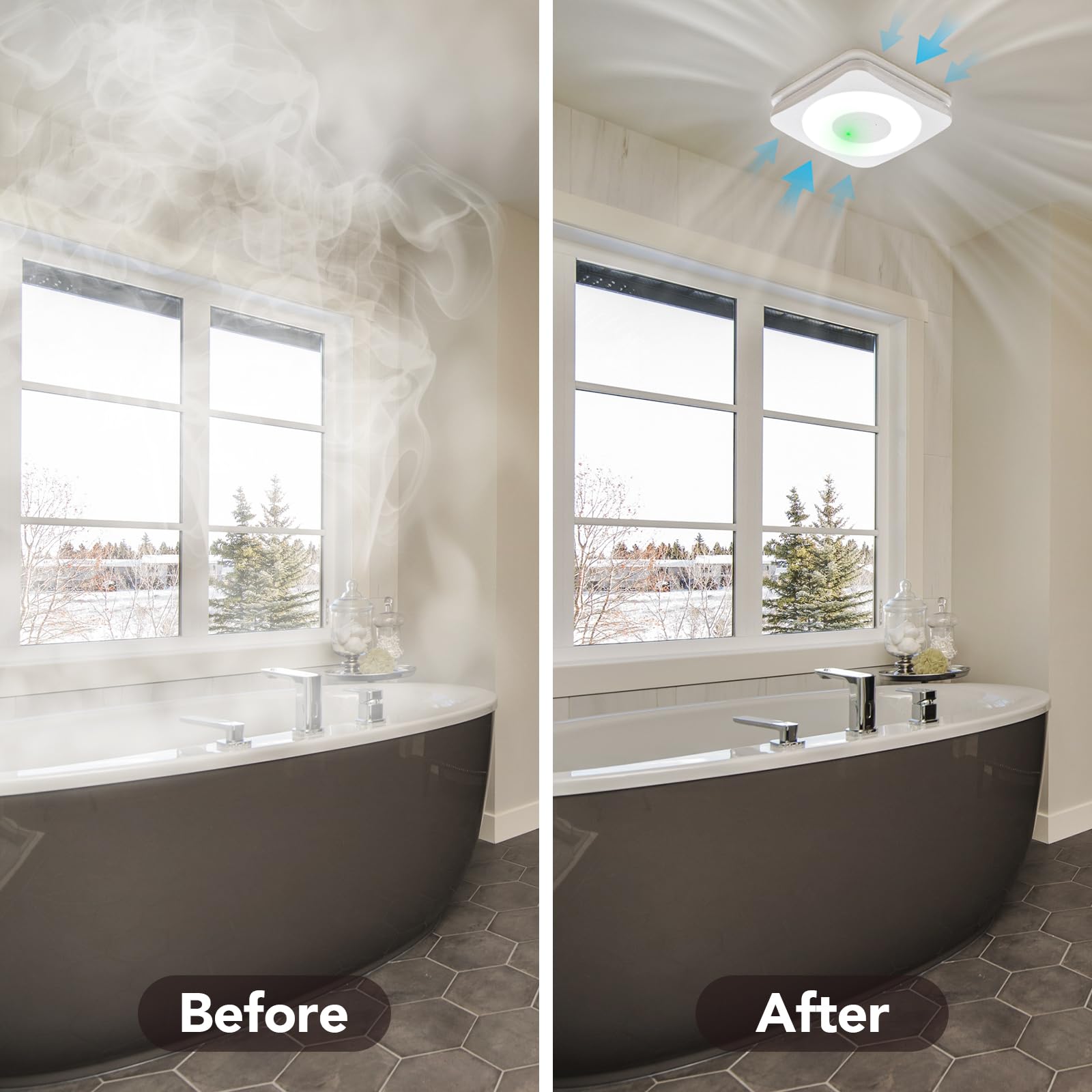 OREiN OL003 Bathroom Exhaust Fan with Light, 40W Bathroom Fan with Humidity Sensor, 160 CFM 1.0 Sones Bathroom Vent Fan with Light for Home, 1500lm LED Light 3000K/4000K/5000K Selectable & Nightlight