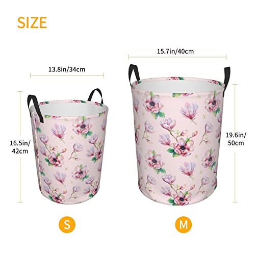 Laundry Basket Magnolia Flower Hampers for Laundry with Handles