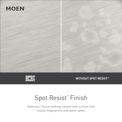 Moen Wetherly Spot Resist Brushed Nickel Two-Handle Widespread Bathroom Faucet with Valve Included, Bathroom Faucets for Sink 3-hole Deck Mounted Setup, WS84855SRN, β4.63 x 14 x 7.94 inches