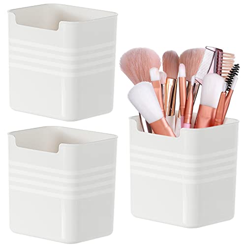 Poeland Desktop Storage Organizer Small, Plastic Storage Container for Desk, Cabinet, Drawer, Fridge, Office, Bathroom and Kitchen (3 Pack)