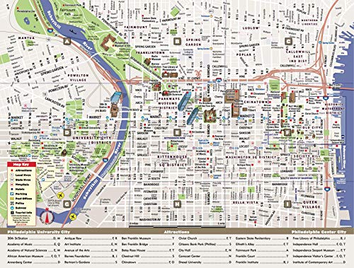 Philadelphia Pop-Up Map by VanDam — Laminated pocket size pop-up map of Central Philadelphia with all attractions, museums, sights, hotels & SEPTA Transit Map
