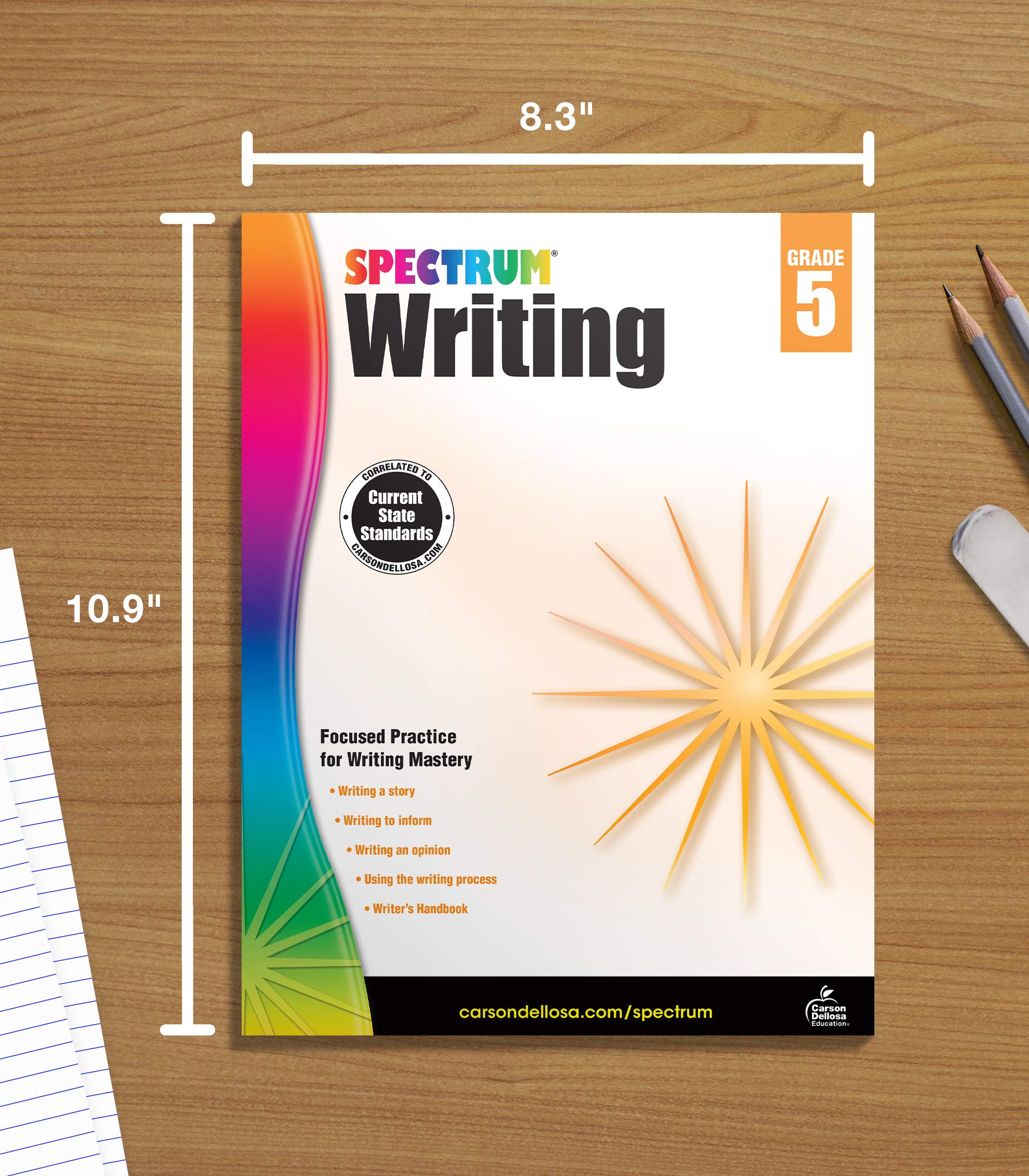 Spectrum 5th Grade Writing Workbooks, Ages 10 to 11, Grade 5 Writing, Informative, Persuasive, News Report, Article, and Story Writing Prompts, Writing Practice for Kids - 136 Pages