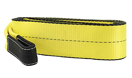 Mytee Products (1 Pack) 4" x 20' Recovery Tow Strap Heavy Duty 32,000 lbs Break Strength - Use for Emergency Towing Rope, Tree Saver, Winch Extension, Triple Reinforced Loops, Protective Sleeves