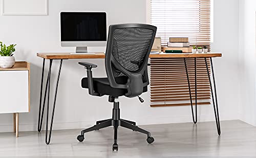 ELABEST Office Chair Ergonomic Desk Chair, Swivel Task Chair with Adjustable Armrest, Soft Sponge Cushion, Lumbar Support, Mid Back Mesh Computer Chair
