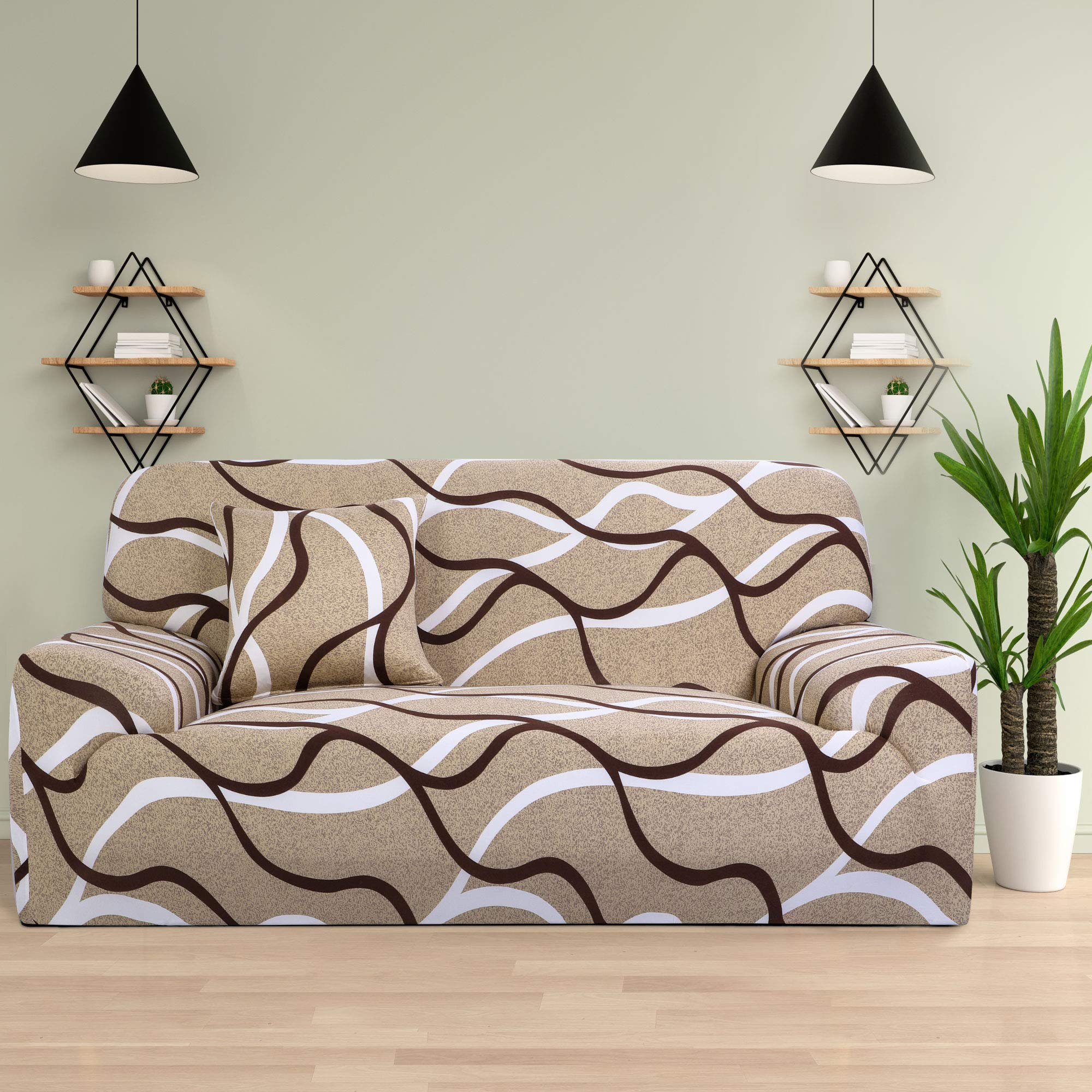 uxcell Stretch Sofa Slipcover Elastic Sofa Cover Chair Furniture Slipcovers Washable Floral Couch Cover, Medium