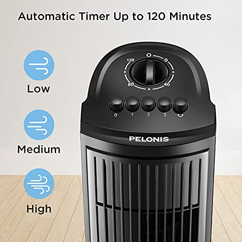 PELONIS 16'' Pedestal Remote Control, Oscillating Stand Up Fan 7-Hour Timer, 3-Speed and Adjustable Height, PFS40A4BBB, Supreme 16"-Black & 30 Inch Oscillating Tower Fan