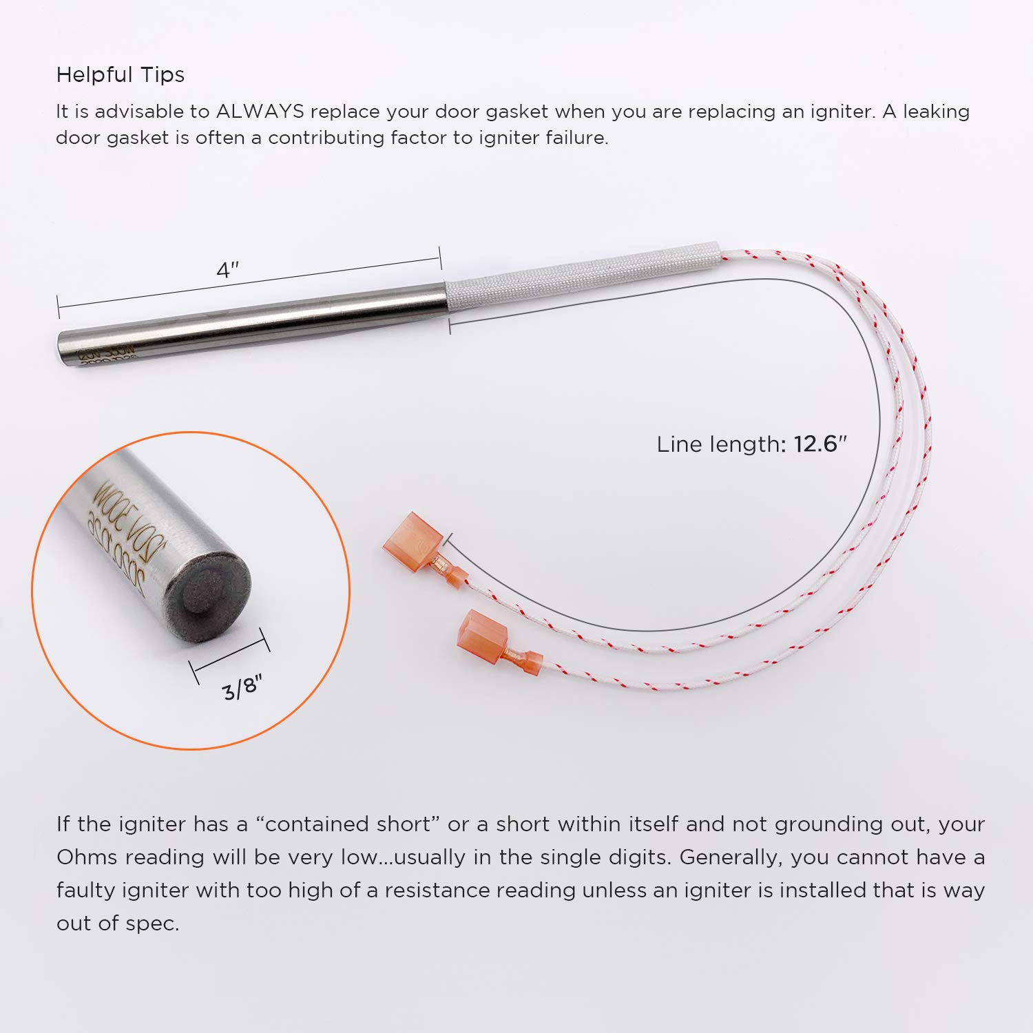 Entsong Replacement 15 Fins Igniter for Harman Pellet Stoves, 306 Watt, Hot Rod Ignitor #3-20-677200