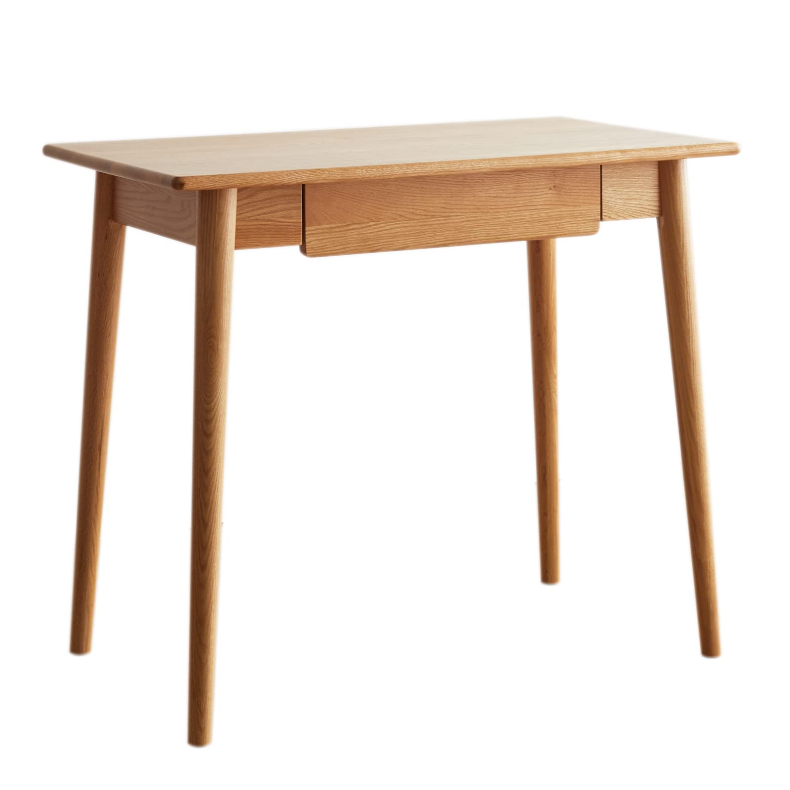 HomSof 100% Solid Wood Natural Wood Computer Desk Study Desk Oak Natural Wood PC Desk Work Desk Dressing Table Slim Solid Wood with Drawer Simple, 31.5" Lx 19.7" W x 30" H
