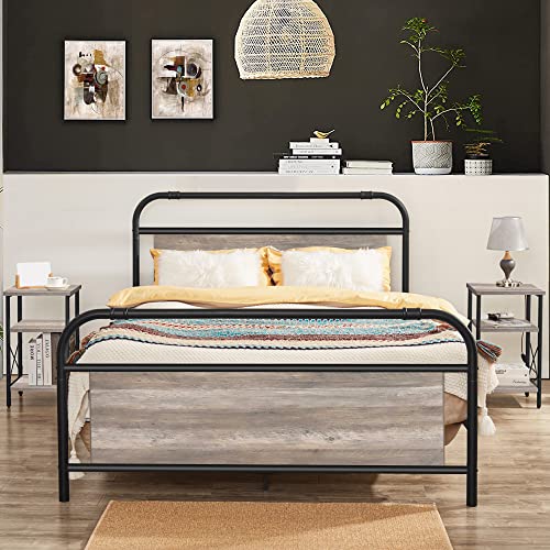TUTOTAK End Table, Tall Side Table, End Table with Storage Shelves, 3-Tier Slim Table, Steel Frame, for Living Room, Study, Bedroom TB01BG018