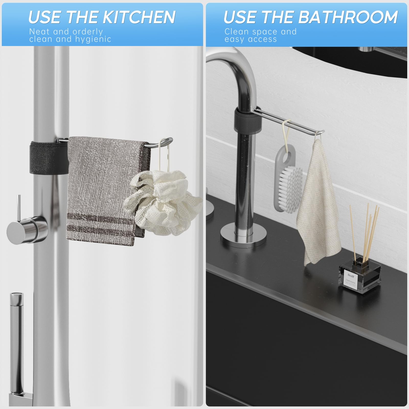 MZLlanyun Stylish and Functional Dish Towel Holder - Keep Your Kitchen Rags and Dishcloths Neat and Within Reach with This Sink Dish Cloth Holder and Storage Rack! (1, silvery)