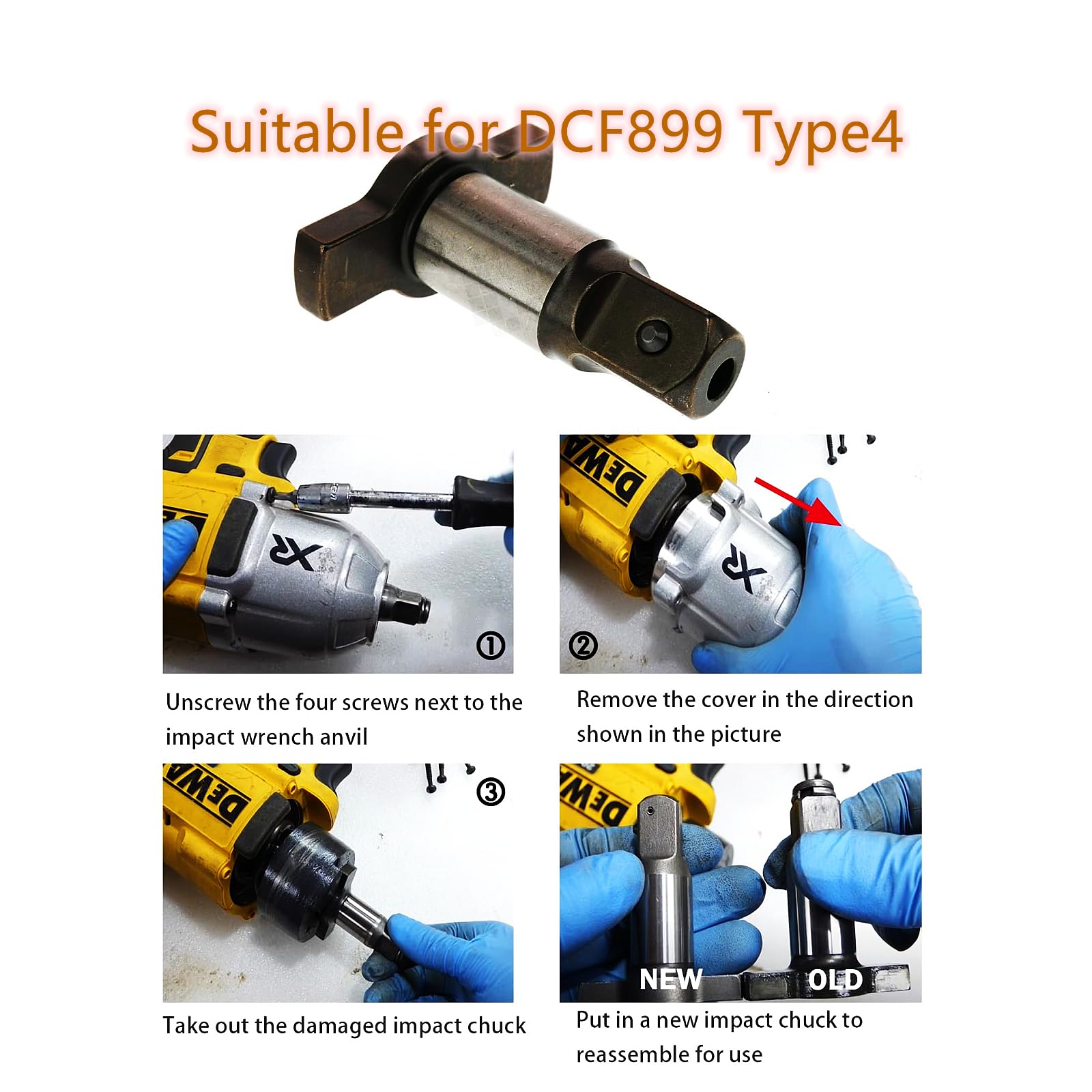 N866410 Impact Wrench Anvil Kit for Dewalt DCF 899 20V 1/2 Impact Detent Pin Anvil Assembly Type 4 Impact Wrench (2-PACK)