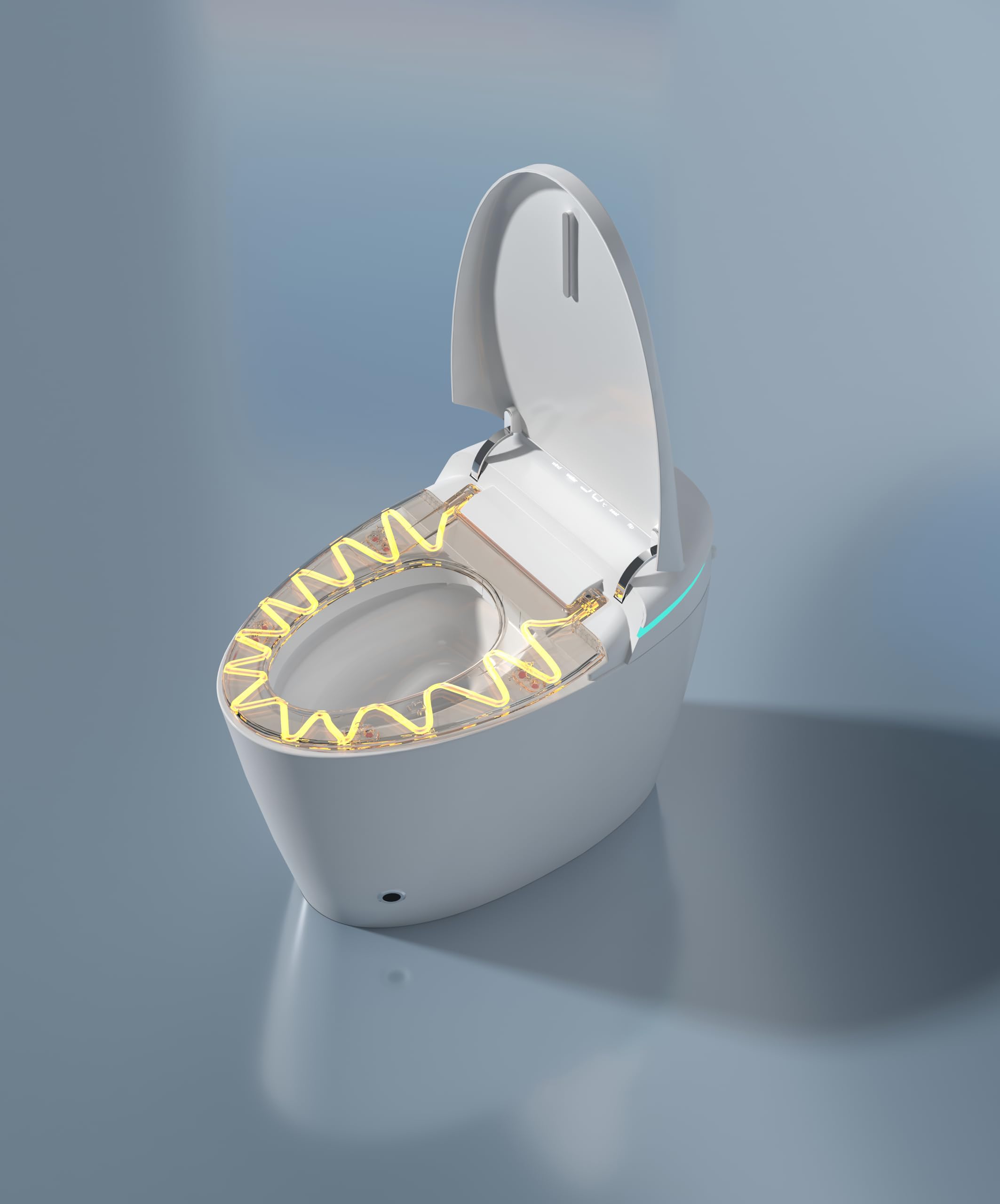 Smart Toilet with Built-In Bidet, Auto Open and Close Lid, Heated Seat, One-Piece Modern Toilet with Voice Control and Foam Shield