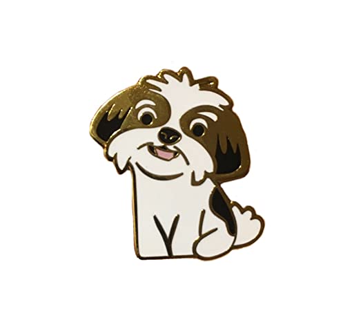 Dog Pin Jewelry White and Black Enamel with Gold Tone for Women, Girls, and Boys, Tac Lapel Bag Pin