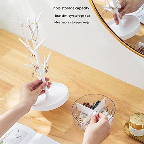 NA Creative Jewelry Rack Jewelry Necklace Display Rack Earring Storage Box Ornaments Storage Rack (white)