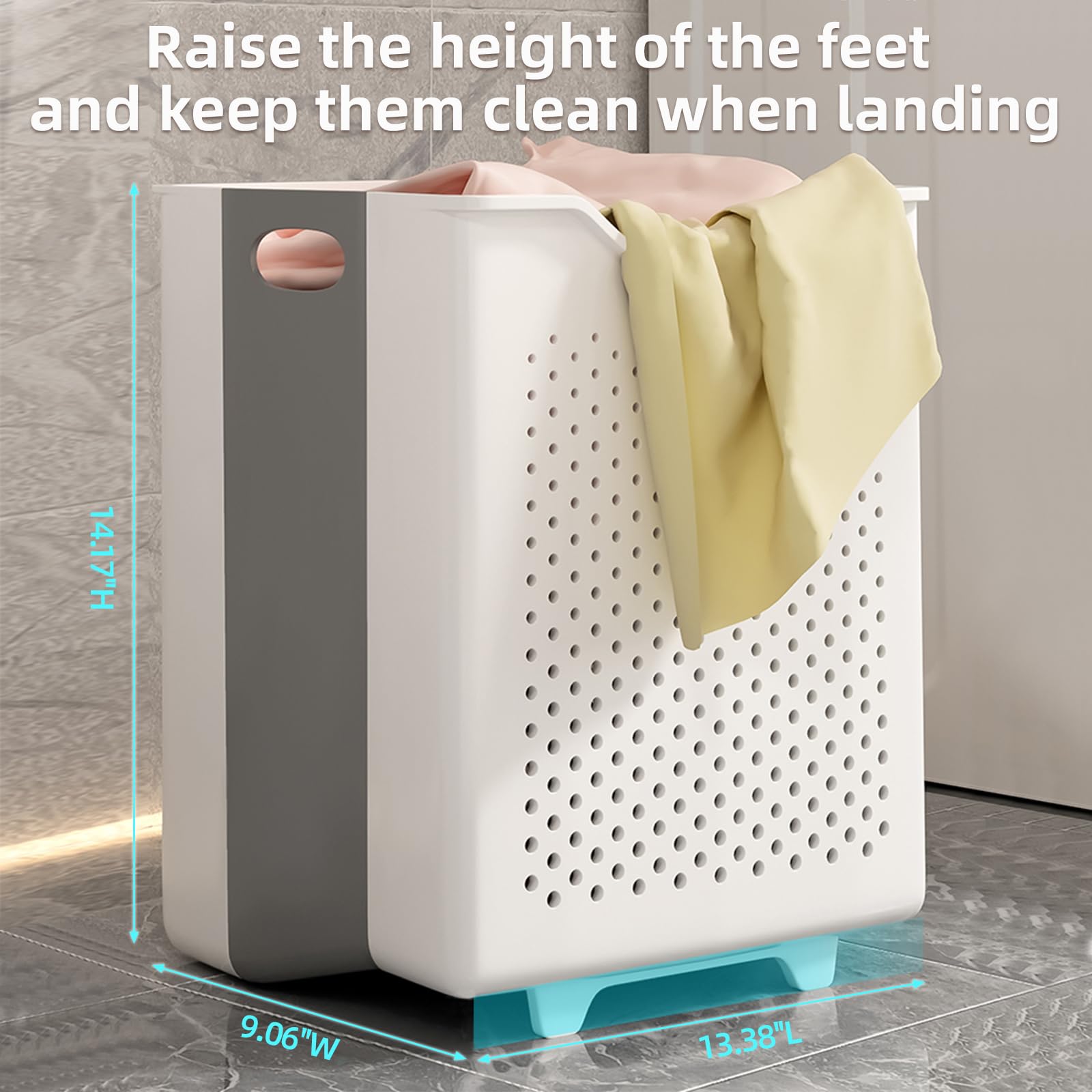 Laundry Basket Collapsible Hanging Laundry Hamper Bag Dirty Clothes Organizer Plastic Laundry Sorter (2 Pack)