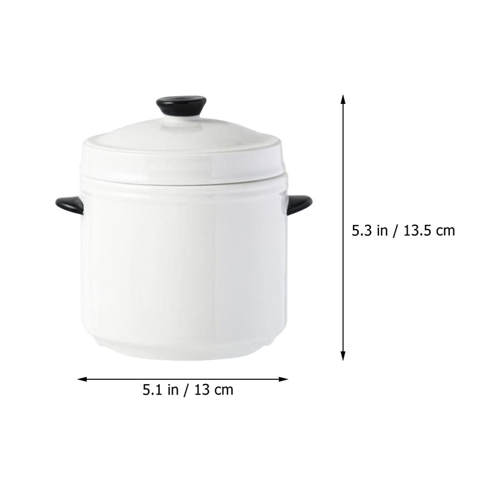 Hemoton Small Ceramic Stew Pot Stockpot Miso Soup Bowl with Lid Japanese Bowl for Bird Nest Tonic Dessert Noodle Soup Salad Pasta