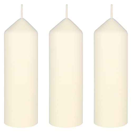 Mega Candles 3 pcs Unscented Ivory Dome Top Round Pillar Candle, Economical One Time Use Event Wax Candles 2 Inch x 6 Inch, Wedding Receptions, Birthdays, Parties, Celebrations, Florists & Churches