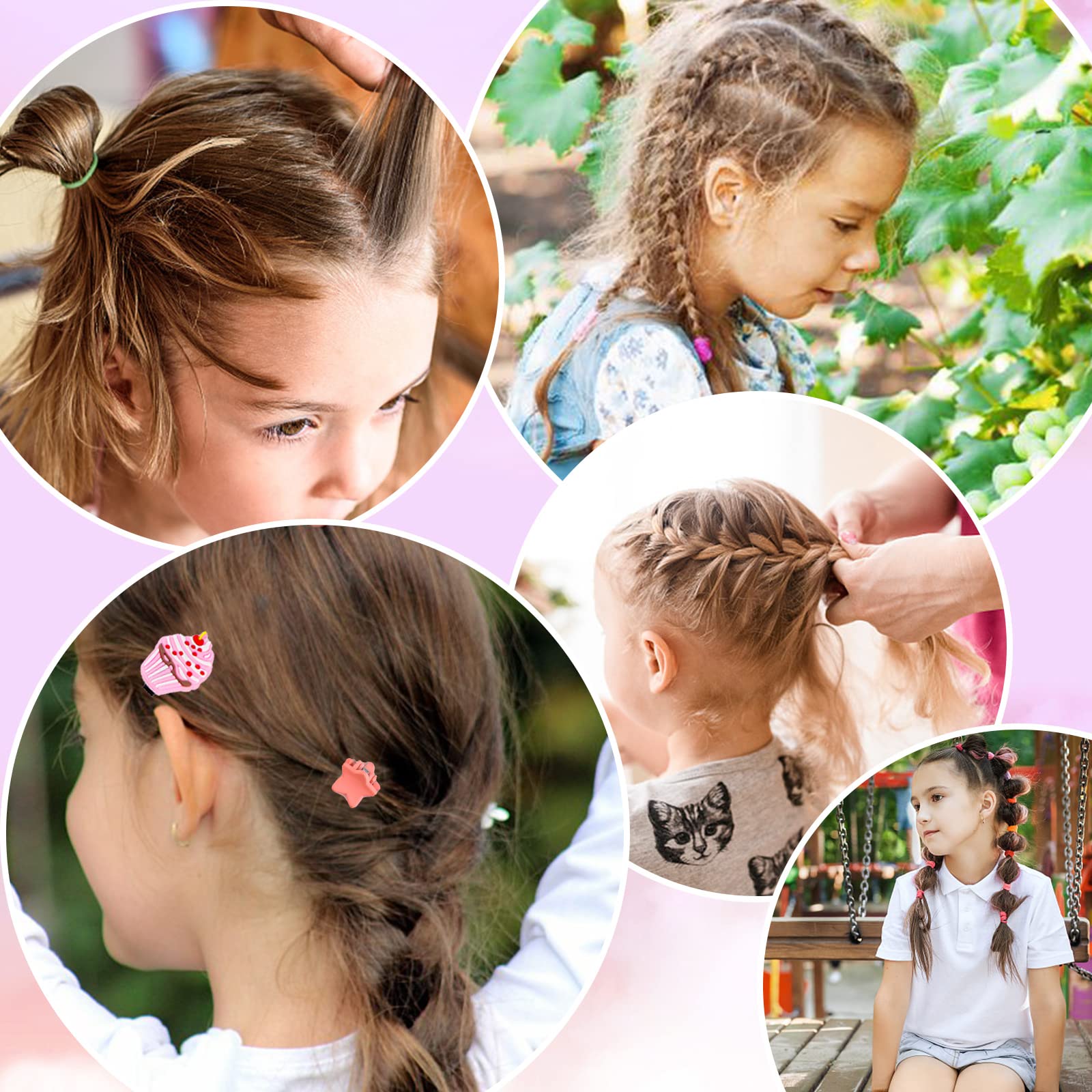 Girls' Hair Accessories, 800 Pcs Assorted Hair Ties, Rubber Bands in Different Styles for Toddlers and Teens - Gift Box Included