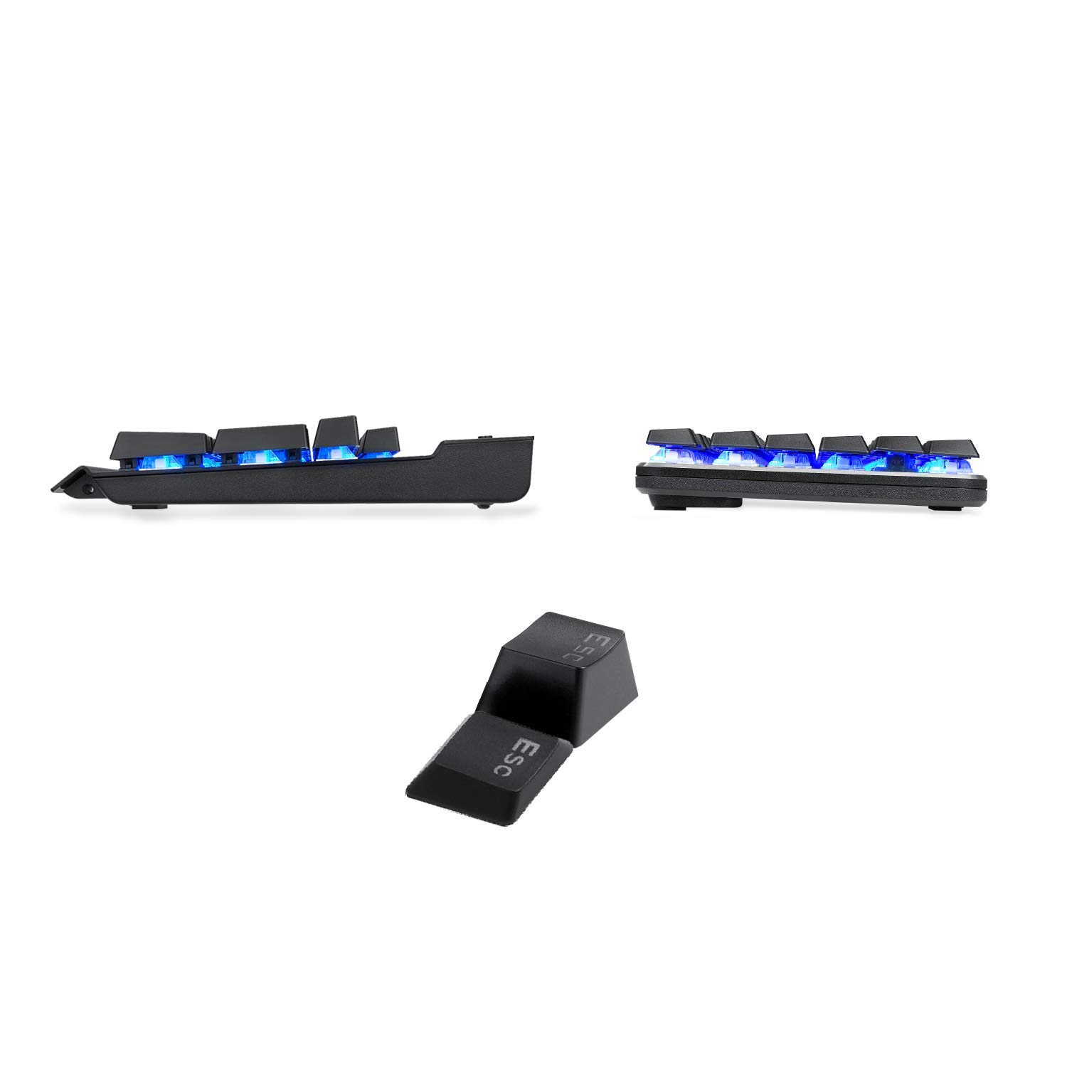 EagleTec KG050-BR LED BLUE Backlit Mechanical Gaming Keyboard Low Profile Mechanical Gamers Keyboard 104 Key Metal Mechanical Computer USB Gaming Keyboard for PC (BLACK)