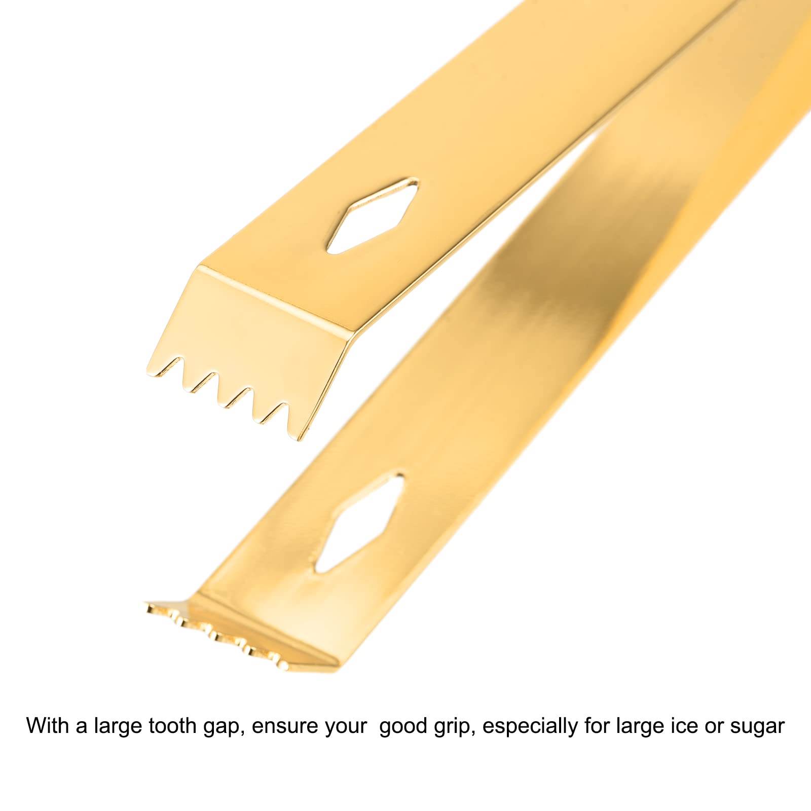 HARFINGTON Stainless Steel Ice Tong, 6.3" x 0.8" Mini Serving Tongs Sugar Tongs for Ice Bucket Cube Sugar Cube Bar Coffee Bar Kitchen, Gold