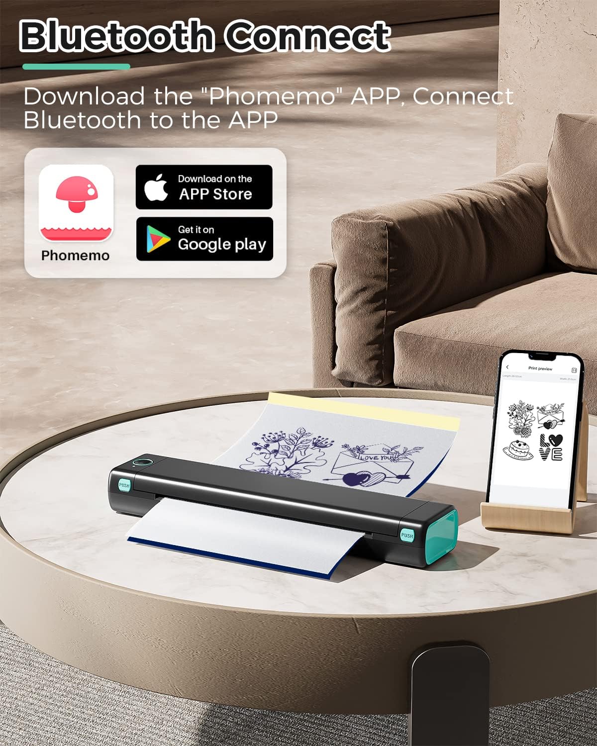 Phomemo M08F Wireless Tattoo Transfer Stencil Printer & M08F Case, Tattoo Transfer Thermal Copier Machine with 10pcs Free Transfer Paper, Tattoo Printer Kit for Tattoo Artists