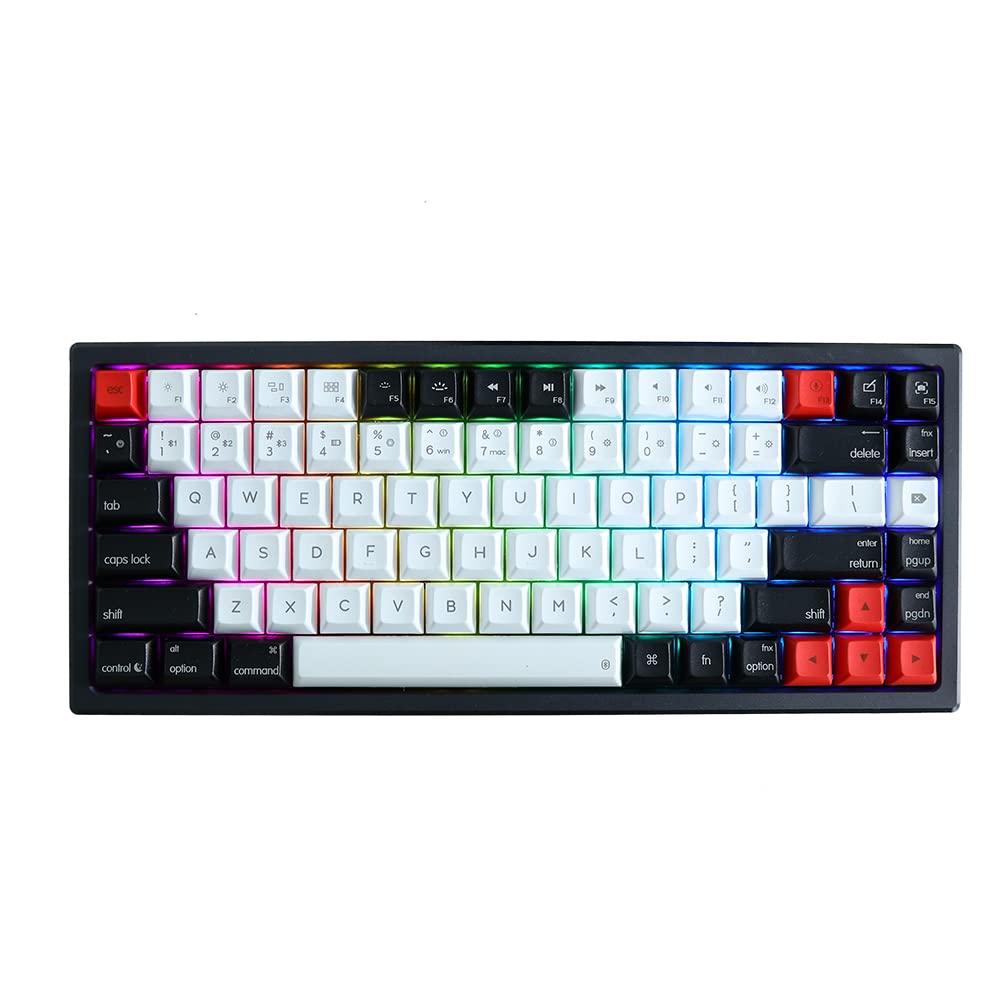 EPOMAKER AK84S 84 Keys Bluetooth 5.1 Wireless/wired RGB Hot Swappable Mechanical Keyboard with GK1 Profile PBT Keycaps, 4000mAh Battery for Mac/Win(Chocolate Brown Switch, Black White Red PBT Keycaps)