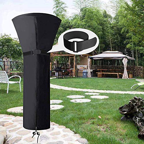 LEMI Patio Heater Covers Waterproof with Zipper and Adjustable Strap, Propane Heater Cover Gas Heater Cover, 34x 19x 89 Inch Fits Most Round Standup Patio Heaters, Black