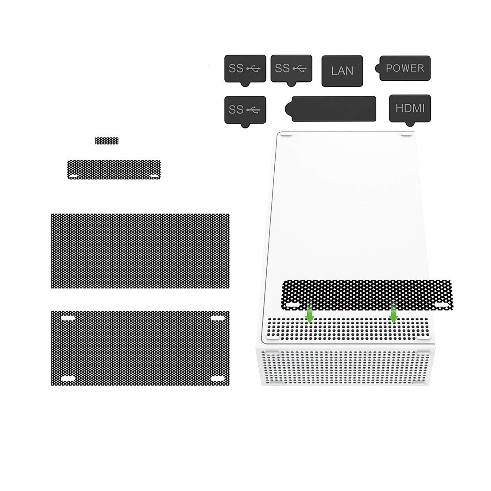 ECHZOVE Dust Plugs Compatible with Xbox Series S, Dust Filter Kit Compatible with Xbox Series S, Include 7 Silicone Series S Dust Protector and 4 PVC Series S Mesh Filter Covers