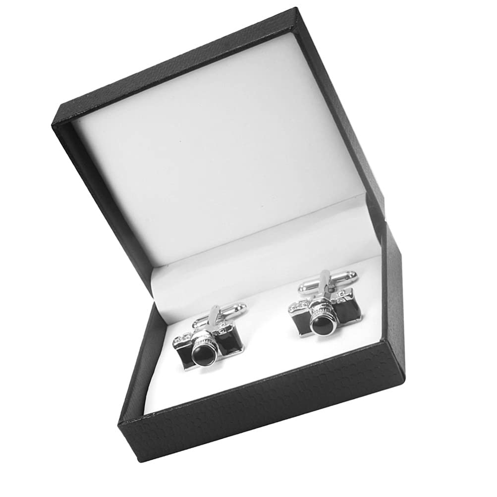 generic 1 Pair Camera Cufflinks Men Photographer Personality Cuff Studs Buttons with Gift Box Father Dad for Wedding Business Special Occasions, as shown, 1.9x1.1cm, PQS093214F1
