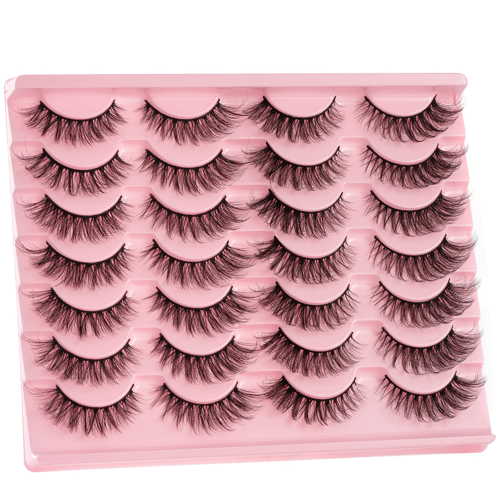 False Eyelashes PestaƱas Postizas Naturales Wispy Mink Lashes Fluffy 17mm Cat Eye Lashes Natural Look 14 Pairs Fake Eyelashes Pack by Josiezoey(2 Styles)