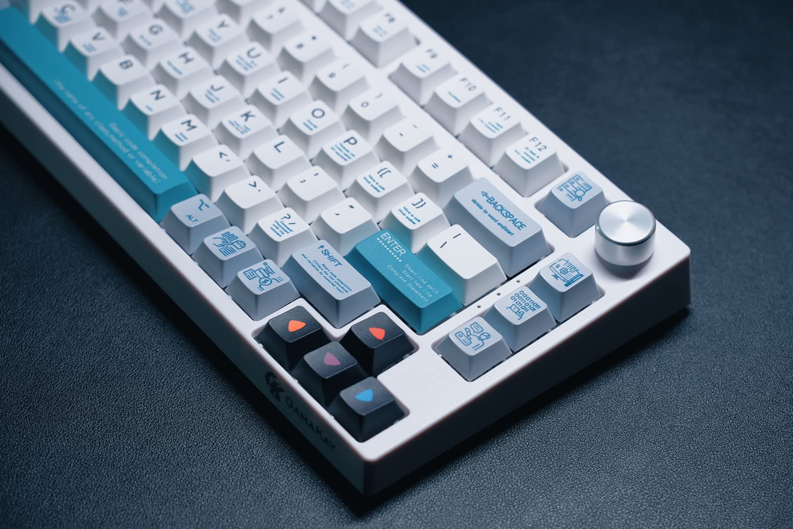 GK GAMAKAY TK75 75% Quiet Mechanical Keyboard with Knob, Hot Swap RGB Bluetooth 5.0/2.4GHz Wireless/USB-C Wired,PBT Cherry Profile Keycaps Silent Gaming Keyboard (GamaKay Phoenix Switch)