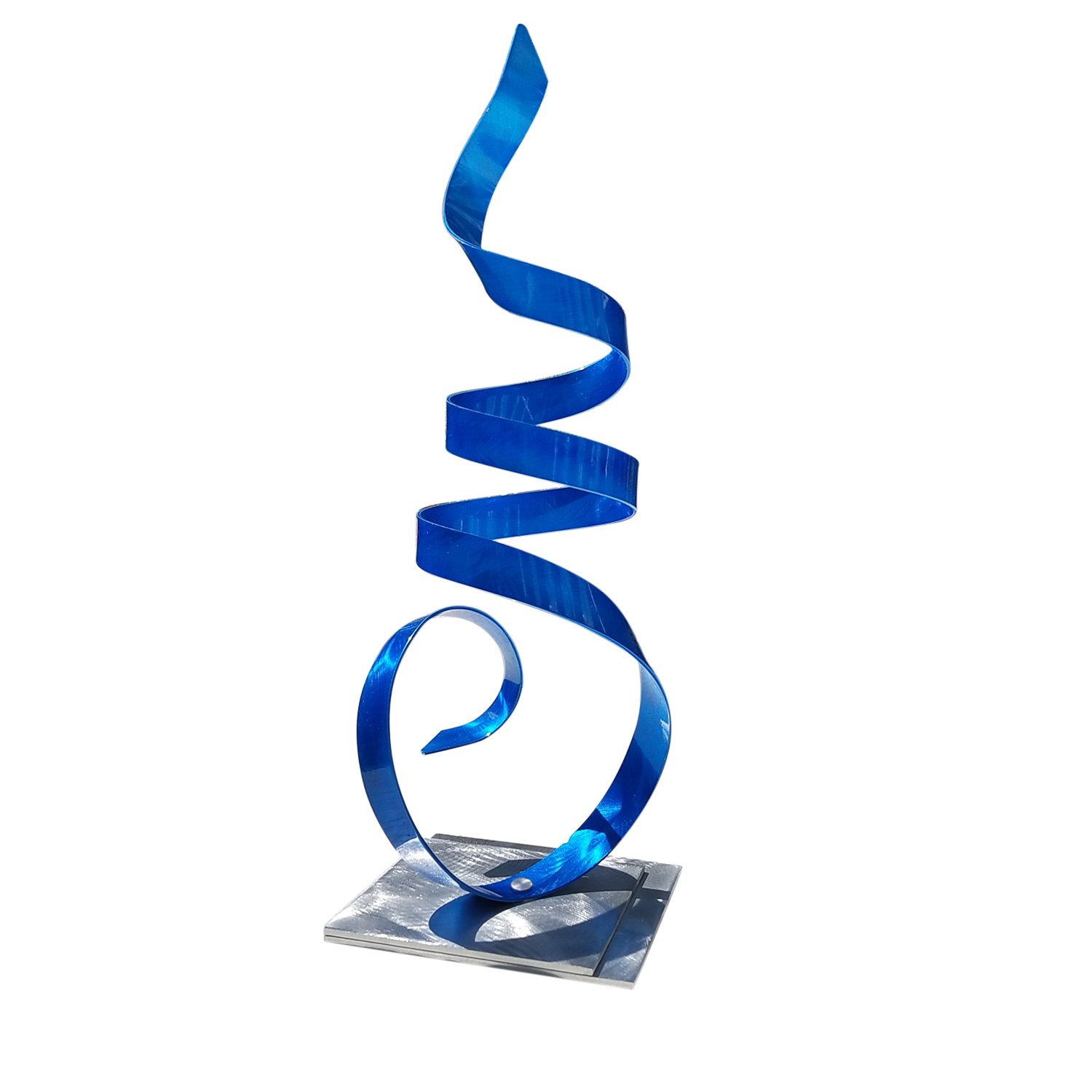 Statements2000 Modern Metal Centerpiece, Abstract Garden Decor, Contemporary Table Top Accent Sculpture - Blue Sea Breeze Accent by Jon Allen - 18"