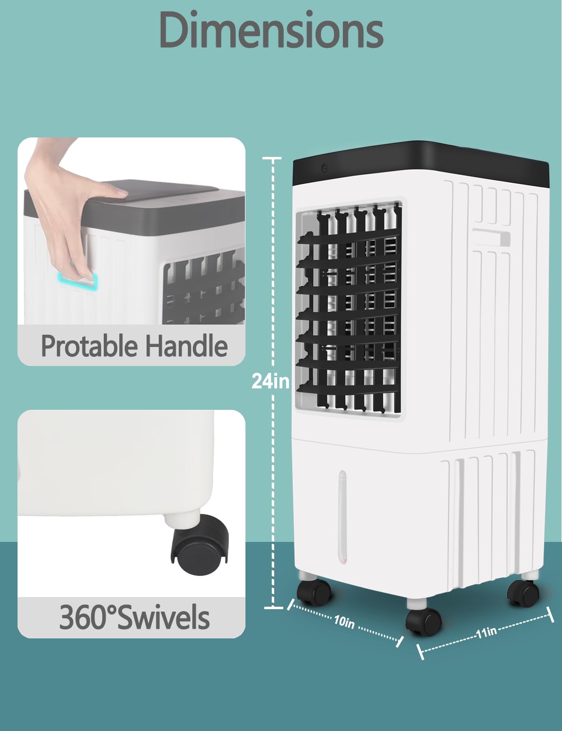 Evaporative Air Cooler,3-IN-1 Portable Air Conditioners Remote Control, 70° Oscillation Energy Efficient Air Cooler for Room Bedroom Home Indoor