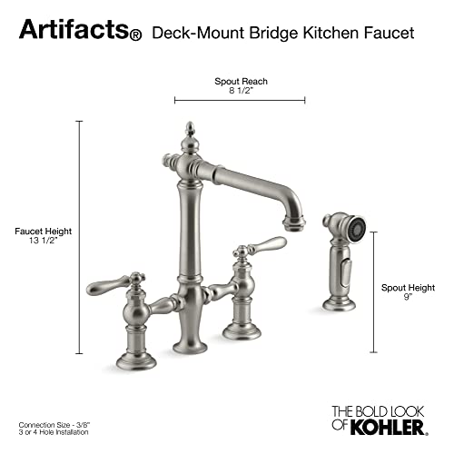 KOHLER 76519-4-CP Artifacts Kitchen Sink Faucet, 8-1/2" x 8" x 13-1/2", Polished Chrome