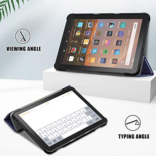 EpicGadget Case for Amazon Fire HD 8 / Fire HD 8 Plus (10th Generation, 2020 Released) - Lightweight Tri-fold Stand Auto Wake/Sleep Folio Cover Case + 1 Screen Protector and 1 Stylus (Navy Blue)