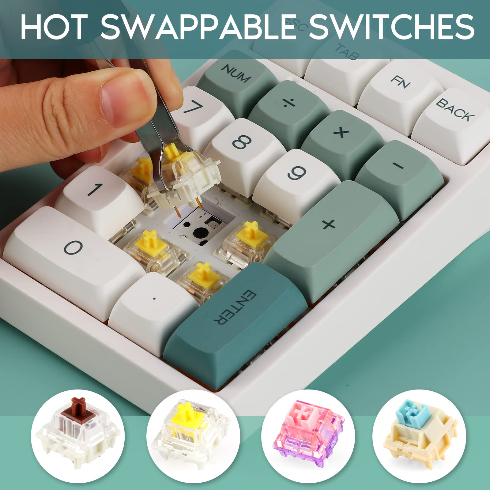 EPOMAKER TH21 21 Keys Hot Swappable Wired Numpad with RGB Backlight, Programmable,XDA Profile PBT Keycaps for Win/Mac(Gateron Pro Yellow)