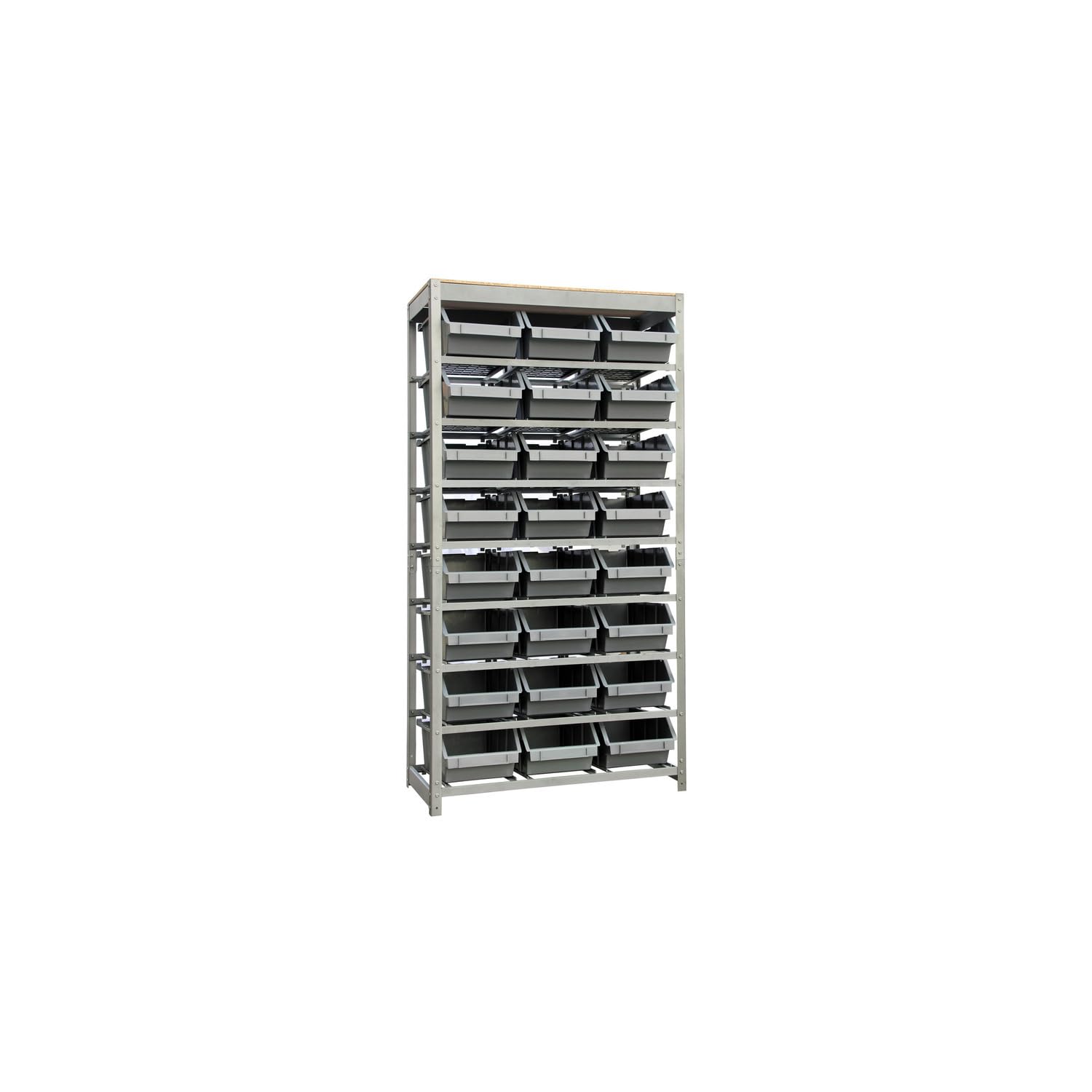 HomeStock Coastal Cottage Heavy Duty Steel Storage System - 24 Plastic Bins, 8 Tiers, Robust Frame, Easy Assembly, Versatile Organizer for Home, Garage, Or Workshop, 16" D X 34" W X 65" H