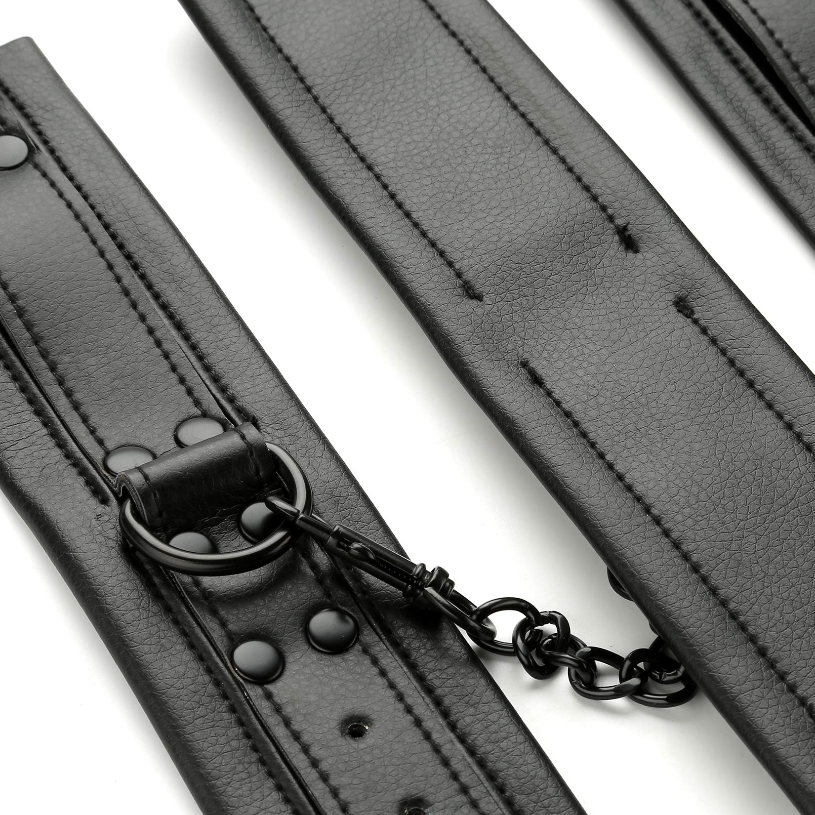 EXREIZST Expandable Adjustable 2 Spreader Bar with 4 Leather Straps Sports Fitness System Set, Silver and Black