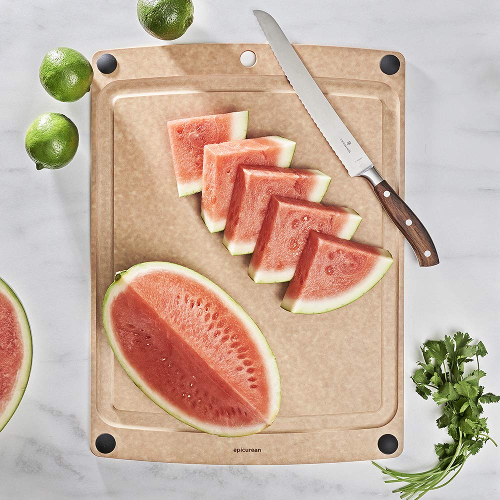 Epicurean All-In-One Cutting Board with Non-Slip Feet, 17.5" x 13", Slate/Black