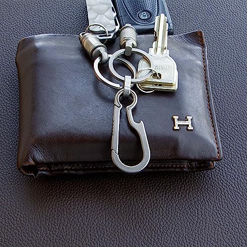 JVCOM Titanium Carabiner Keychain And Keyring, Bottle Opener Keychain, Duty Belt Key Clip, Minimalist EDC Keychain.