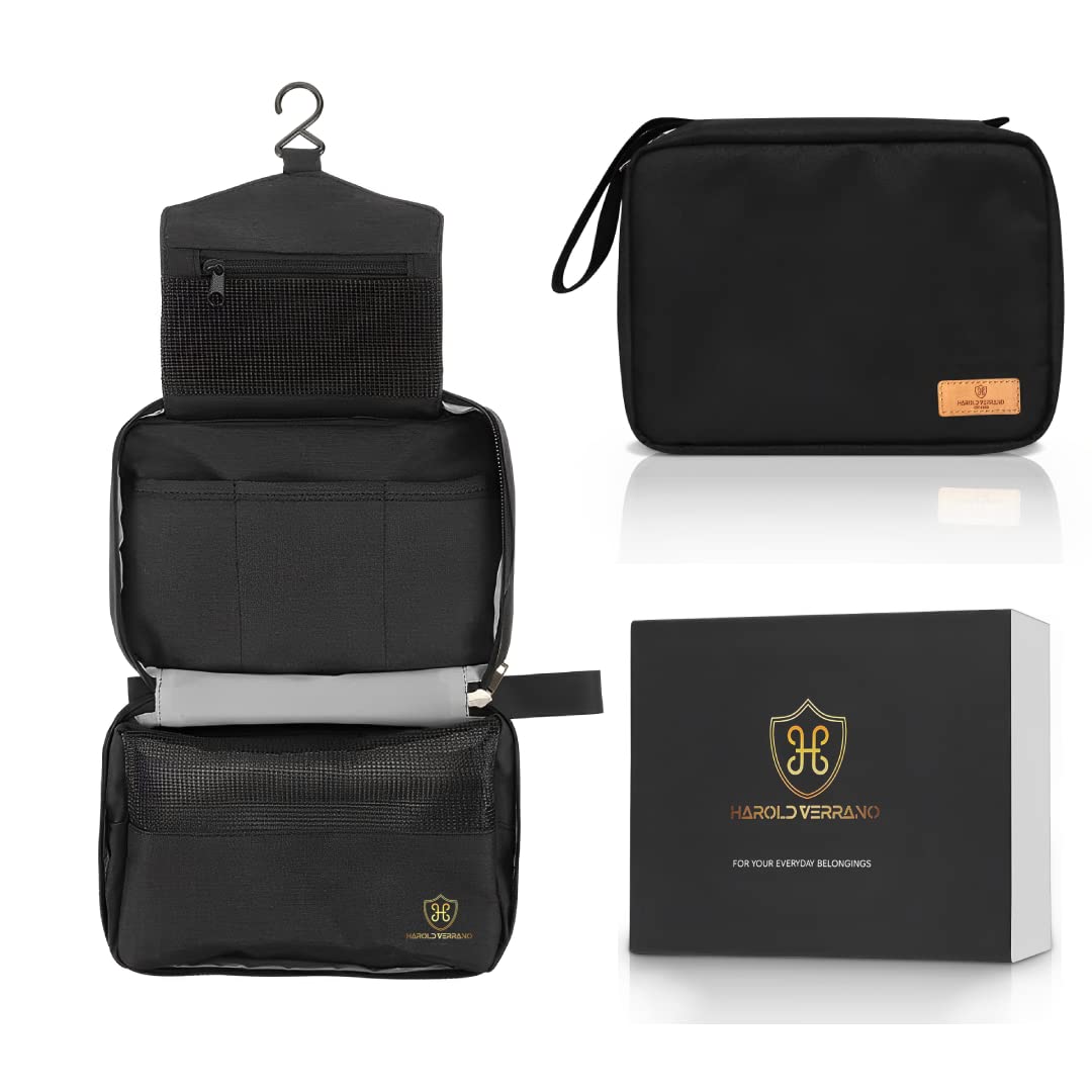 Harold Verrano Hanging Travel bathroom Toiletry Bag, Portable Makeup and bathroom accessories bag, Bathroom and Shower Organizer, Waterproof Durable-Sided Material