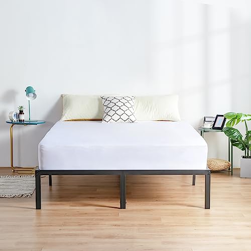 PrimaSleep 18 Inch Heavy Duty Steel Slat Anti-Slip Support, Easy Assembly Platform Bed frame, Noise Free Steel Mattress Foundation, Maximum Storage, No Box Spring Needed, Black, Full Size