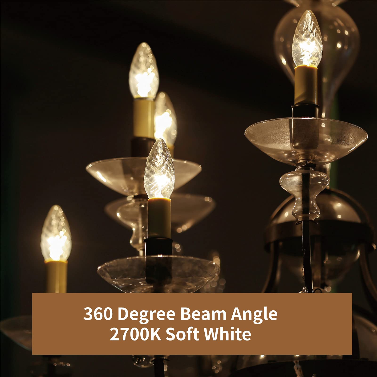 ECOVANIA E12 LED Candelabra Bulbs, Dimmable Clear Glass B11 LED Filament Candle Bulbs for Chandelier Ceiling Fan Light,4 Watt Equivalent to 40 Watt, Soft White 2700K, 6 Pack